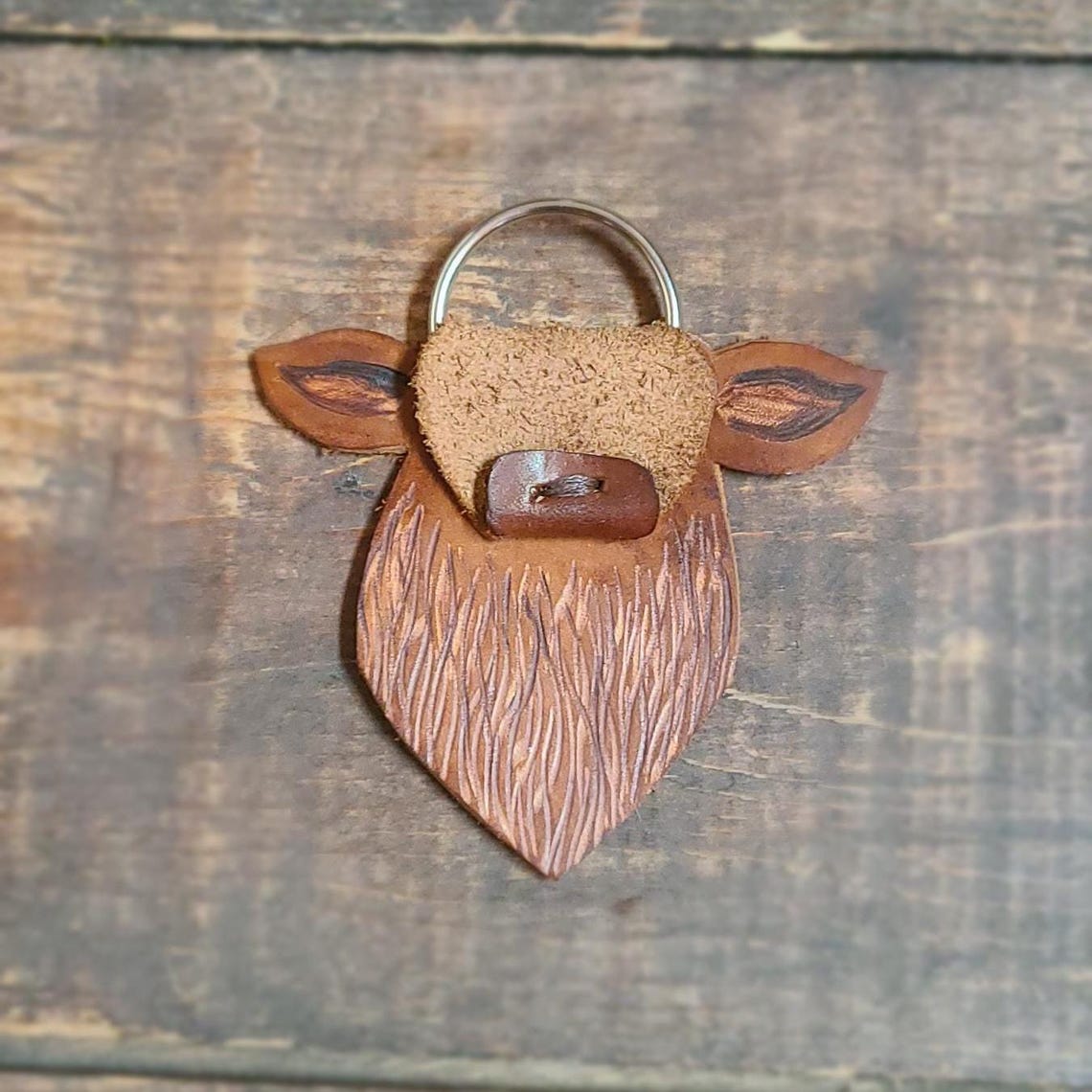 Highland Cow Keyring Accessory, Cow Key Tag, Leather Keychain, Cute Bag ...