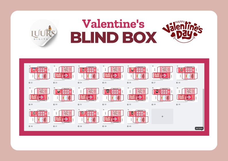 Valentine's Blind Box Templates: Editable Canva Designs (digital ...