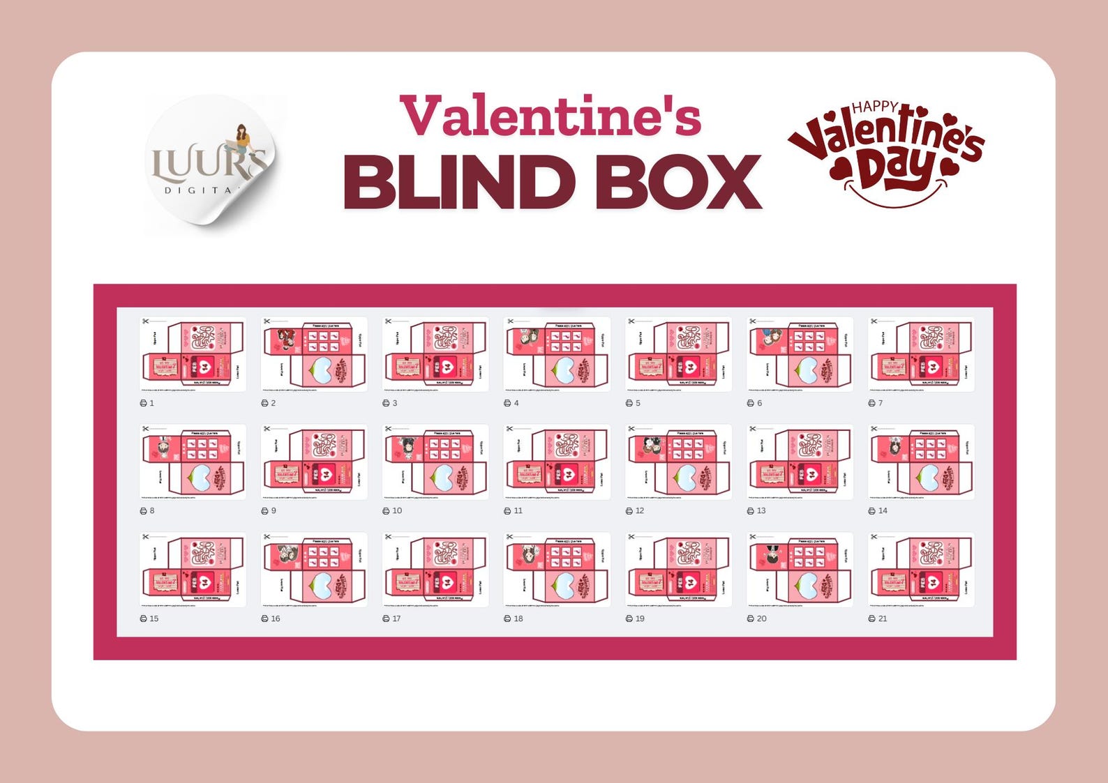 Valentine's Blind Box Templates: Editable Canva Designs (digital ...