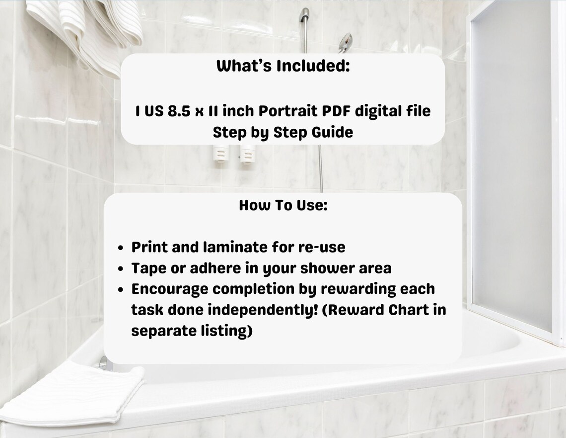 Take A Shower Step by Step Guide | Visual Support | Autism | Independence | Routine | Schedule ...