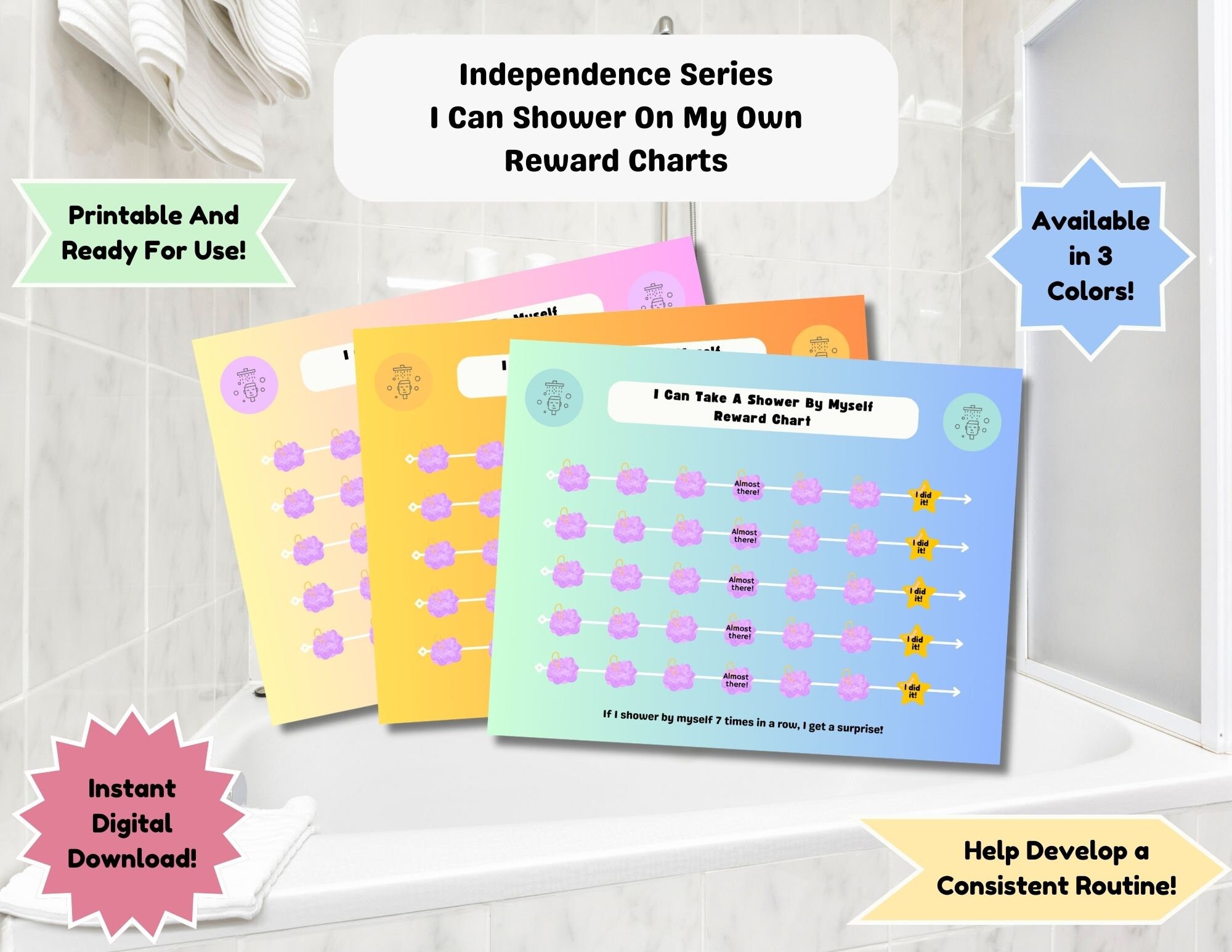 Autism Support Visual | Take A Shower by Myself | Independence | Daily ...