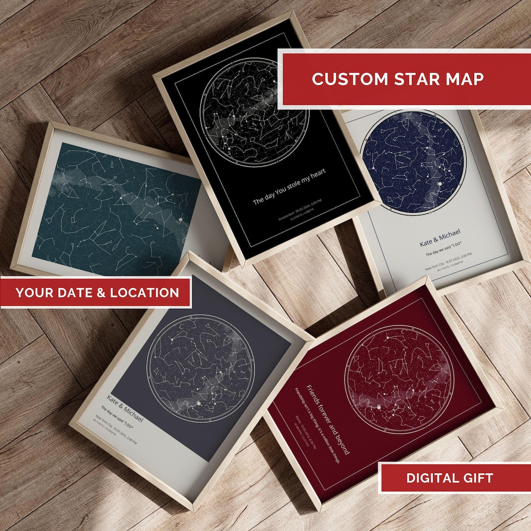 Custom Star Map Digital Print • Personalized Night Sky Poster • Wedding ...