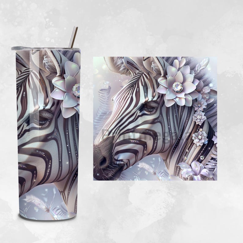3D Zebra Tumbler Wrap Design Cartoon Sublimation Design 20oz Skinny ...