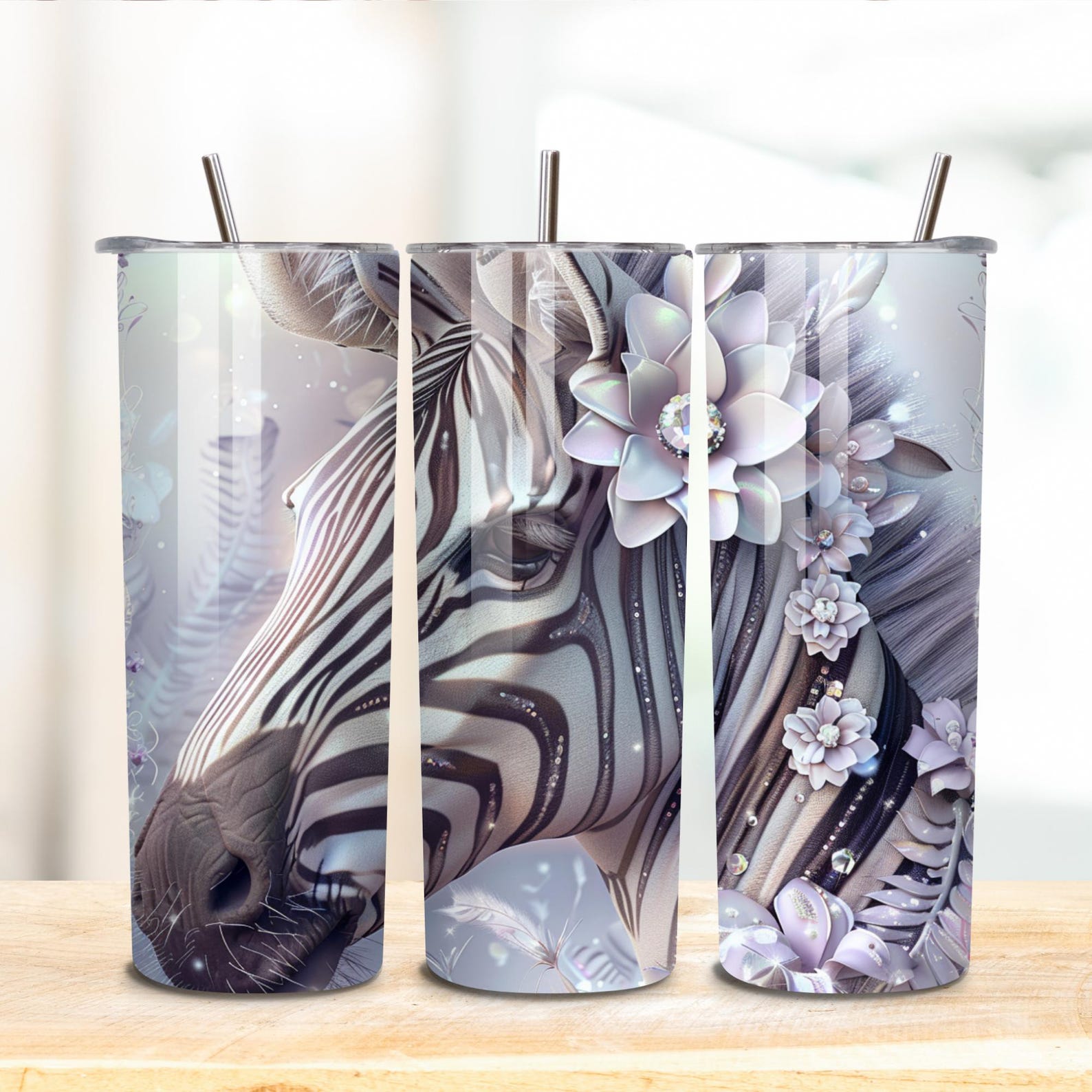 3D Zebra Tumbler Wrap Design Cartoon Sublimation Design 20oz Skinny ...