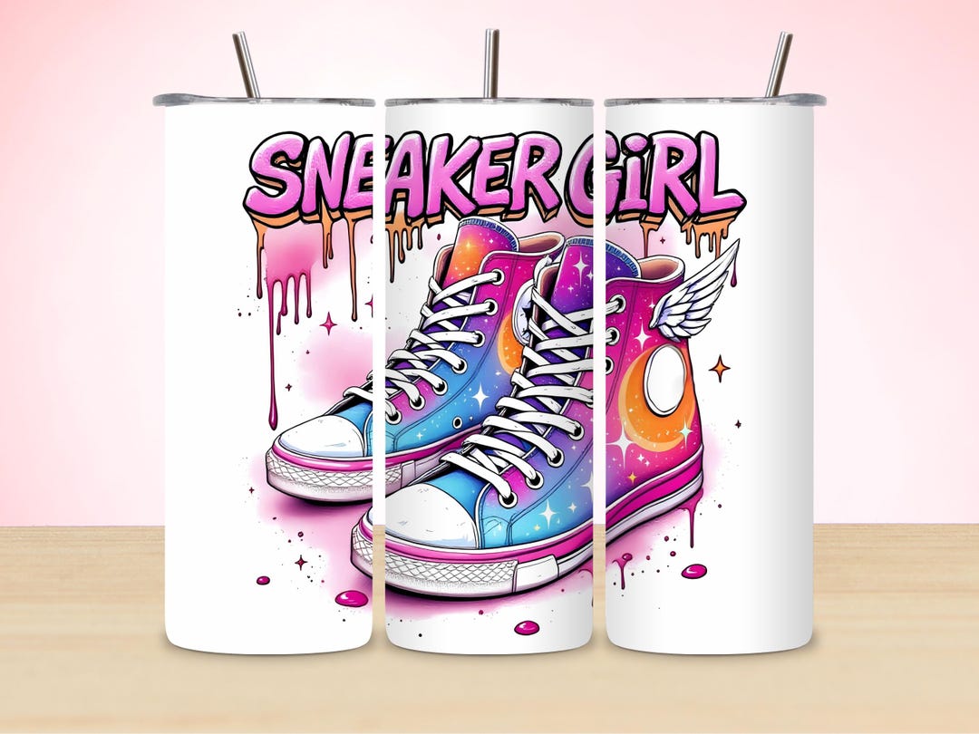 Sneaker Girl 20oz Tumbler Wrap: Pink Sneakers Sublimation Design ...