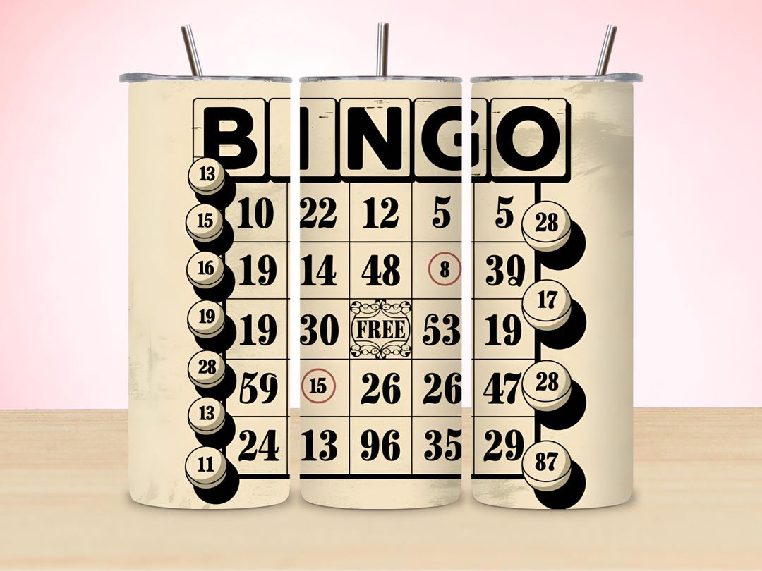 Retro Bingo Tumbler Wrap: 20oz Skinny Sublimation Design (digital ...