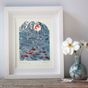 Seven Fish for Luck. Original Hand Pulled Screen Print. - Etsy