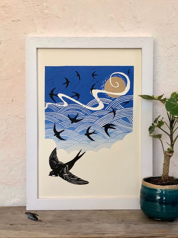 Swifts Original Limited Edition Linocut Print. | Etsy