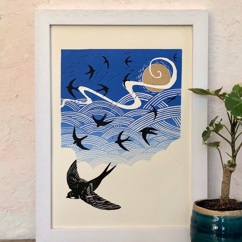 Bird Linocut - Etsy