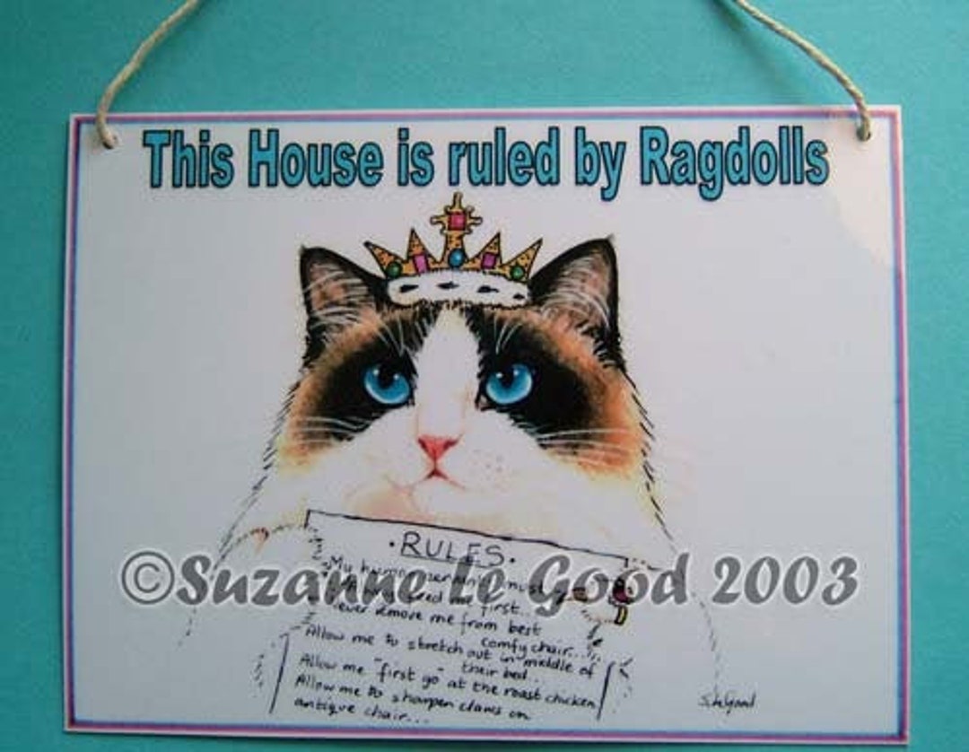 Ragdoll Cat Art Painting Hanging Sign Seal Bicolour House is Ruled by ...