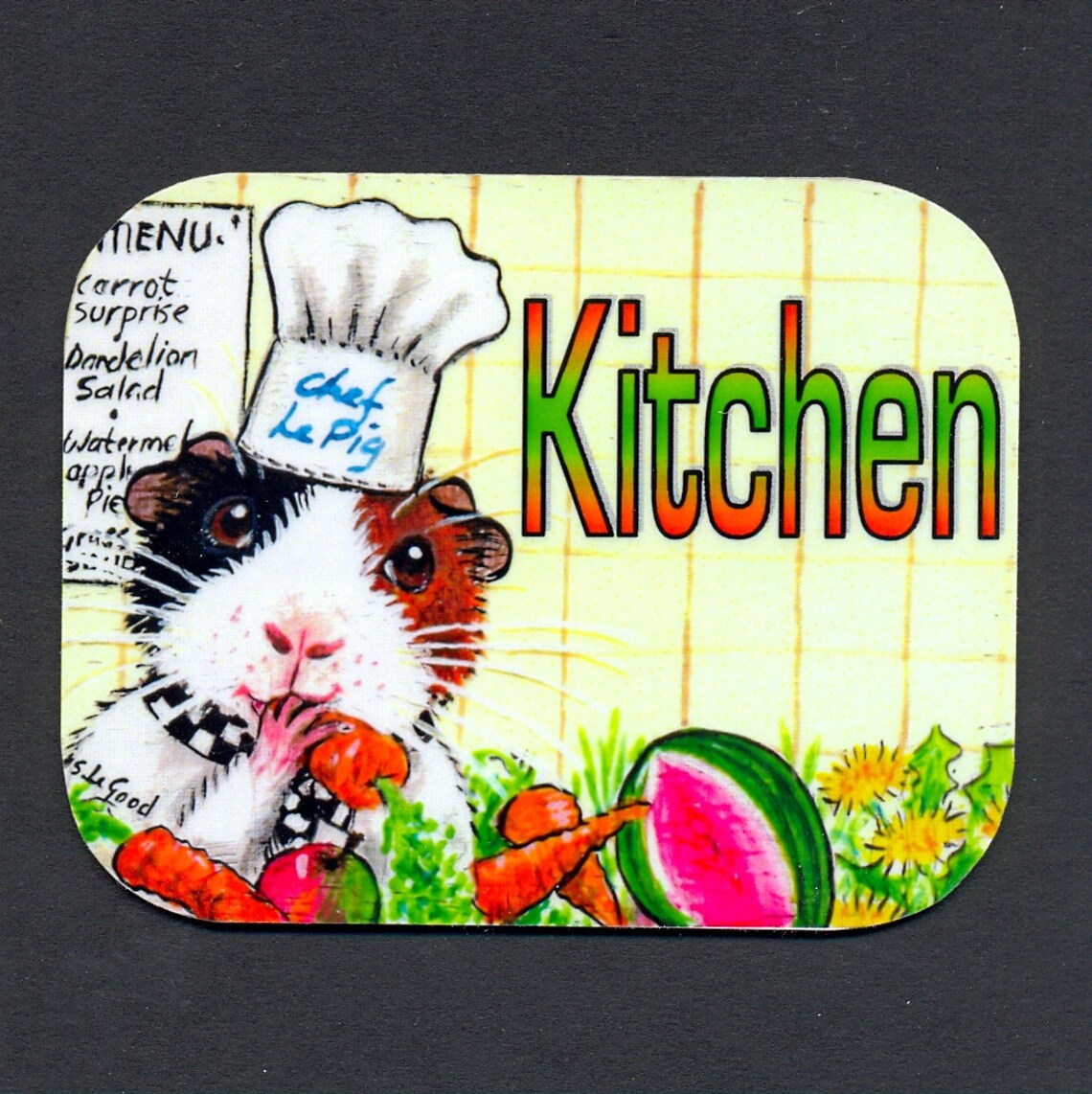Guinea Pig Art Kitchen Door Sign Cavy Laminated Sign Self-adhesive From ...