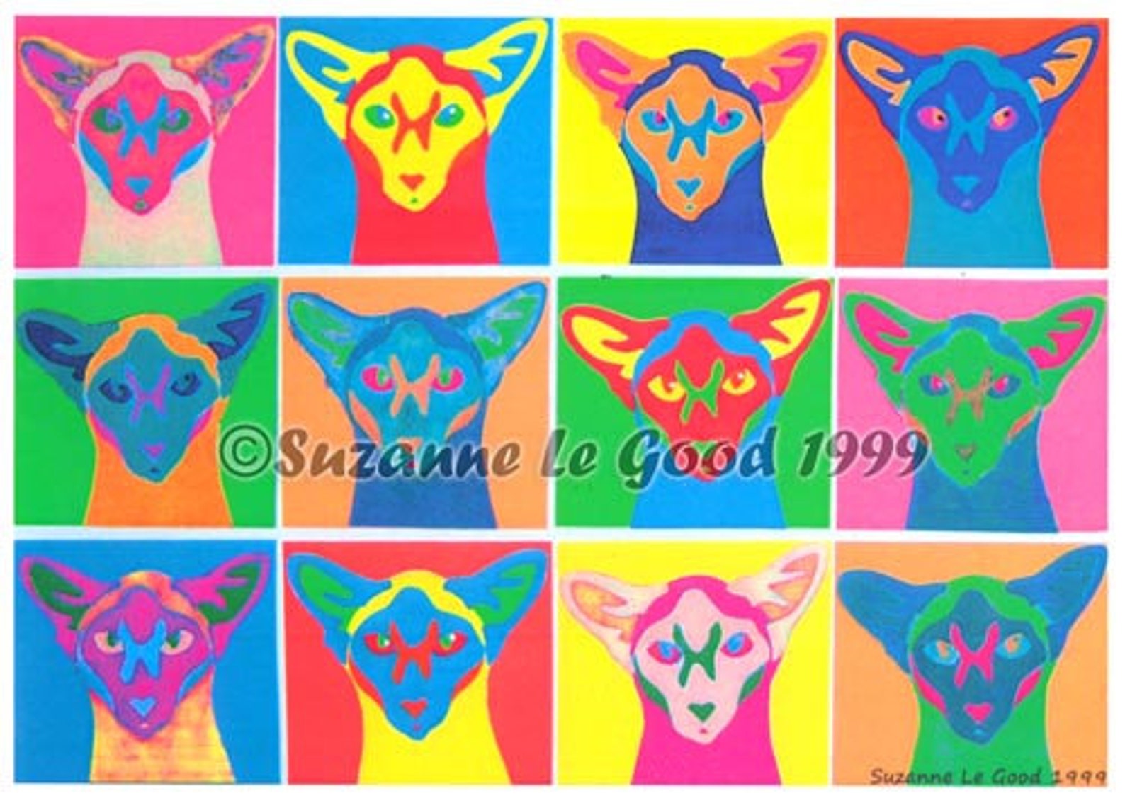 Siamese Cat Art Print Pop Art From Original Collage Painting by English ...
