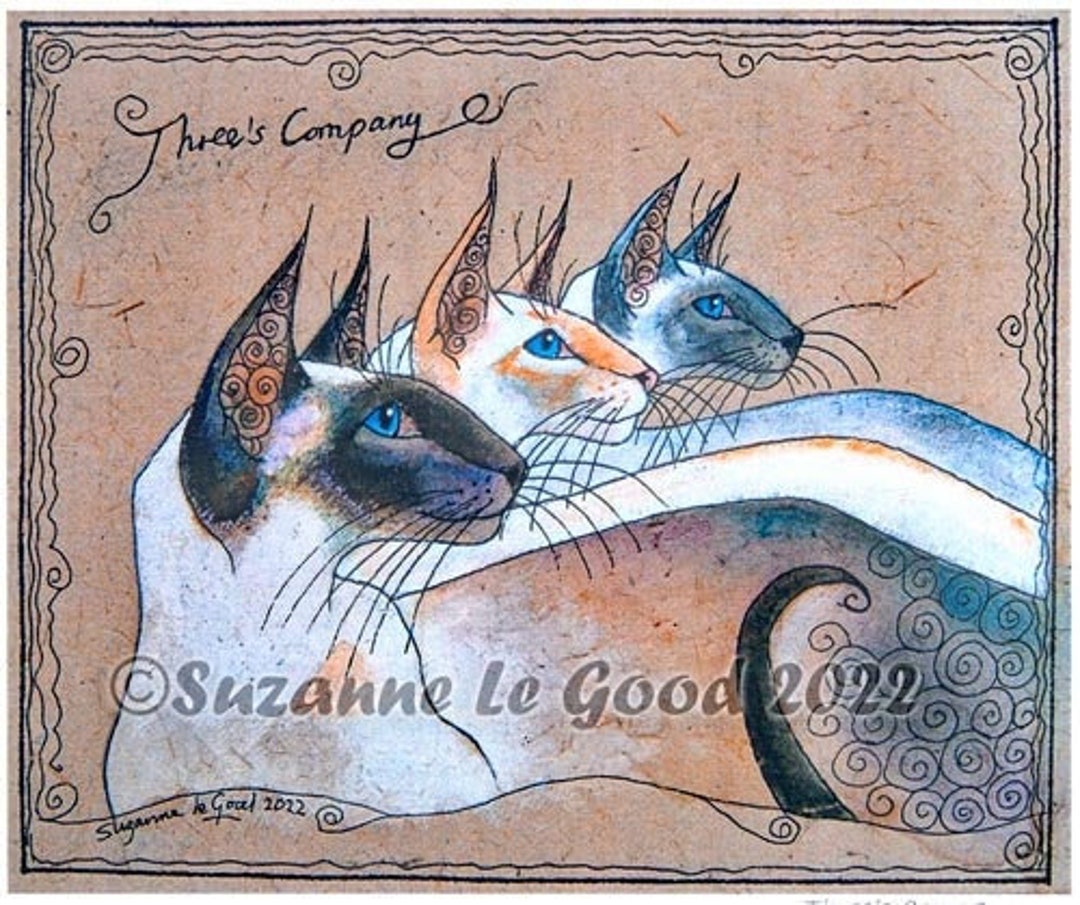 Siamese Cat Art Print From Original Painting Sealpoint Redpoint ...