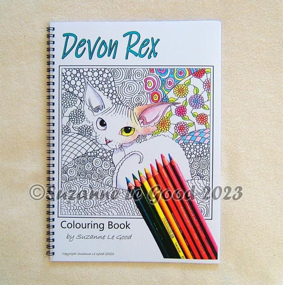 DEVON REX Cat Art Colouring Coloring Book PHYSICAL A4 Original Design ...