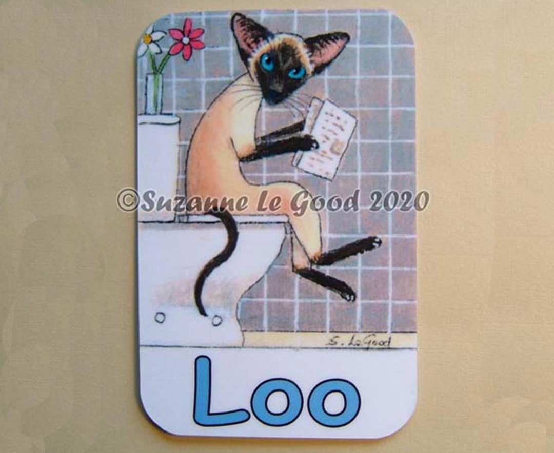 Siamese Cat Art Painting Sign Loo, Toilet, Rest Room Door Sign Original ...