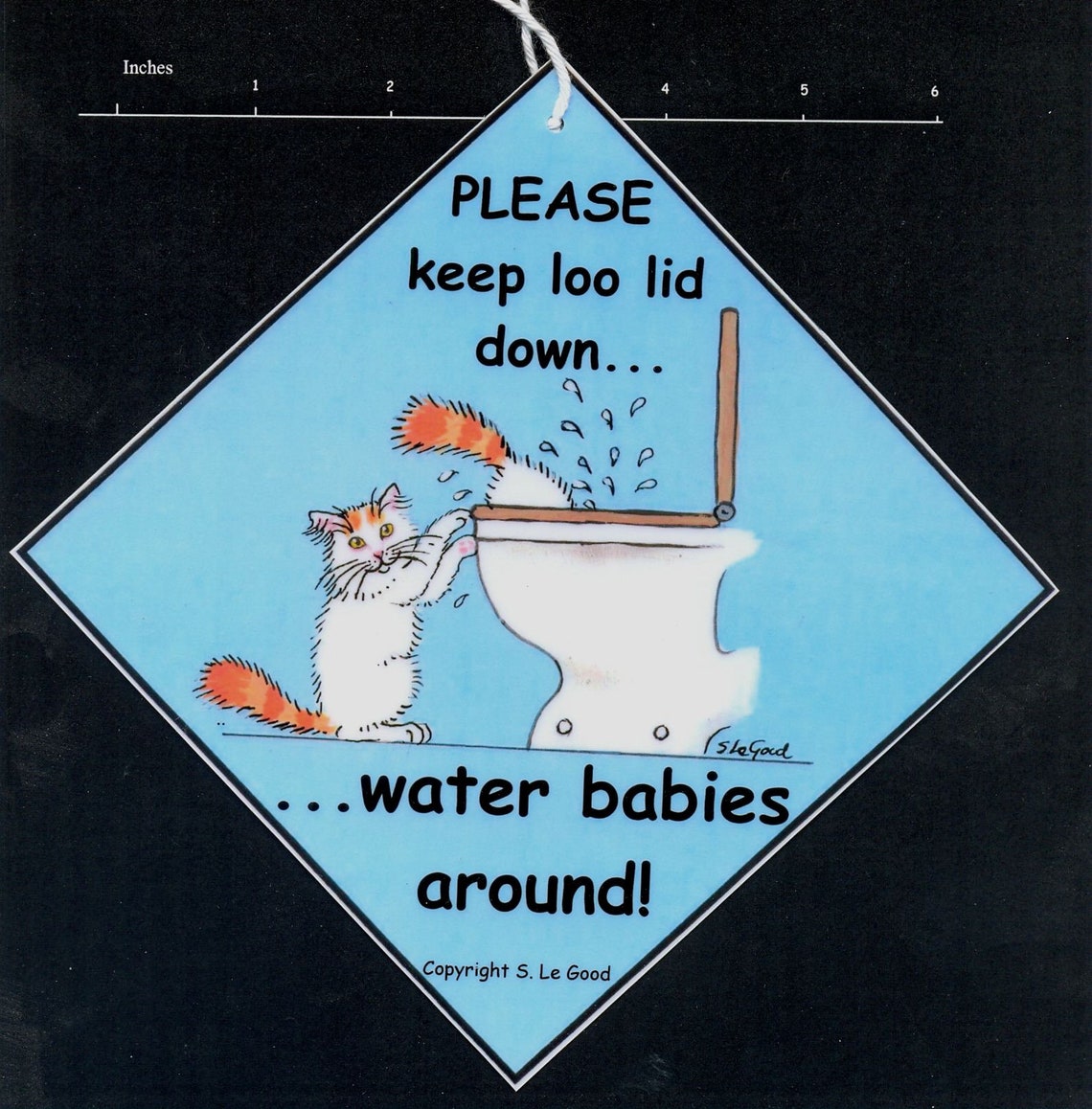 Bengal Cat Art Painting Sign Keep Loo Lid Closed Laminated Hanging Sign ...