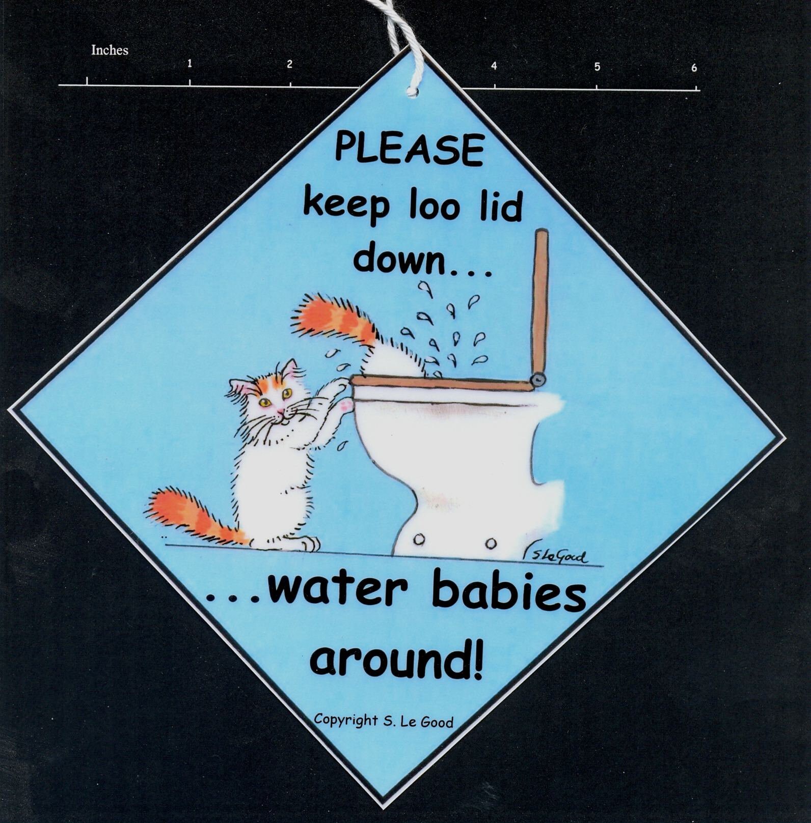 Bengal Cat Art Painting Sign Keep Loo Lid Closed Laminated Hanging Sign ...