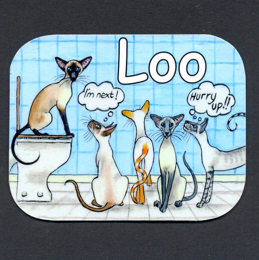 Siamese Cat Art Painting Sign Loo, Rest Room, Toilet, Door Sign ...