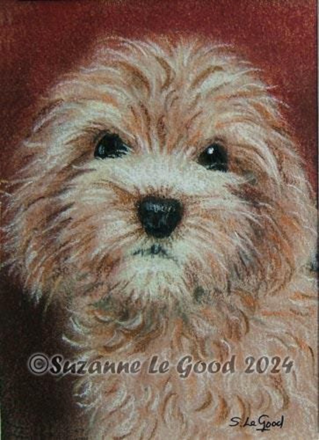 Cockapoo Puppy Dog Mounted ACEO Pastel Painting by English Artist ...