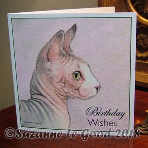 Sphynx cat art painting birthday card from original painting | Etsy