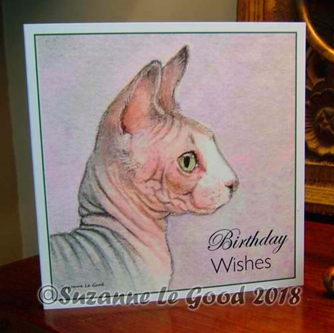 Sphynx Cat Art Painting Birthday Card From Original Painting by English ...