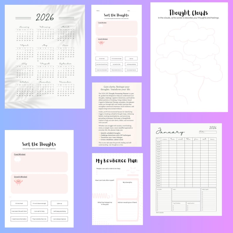 2026 CBT Thought Processing Planner | Anxiety & Overthinking Workbook ...