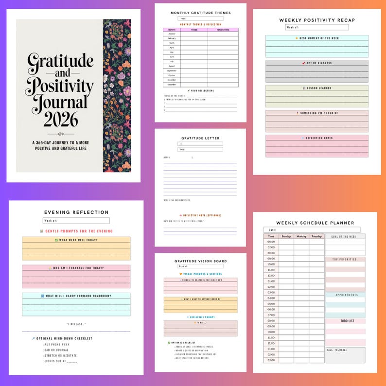 2026 Gratitude Journal Printable | Daily Positivity Planner (canva ...
