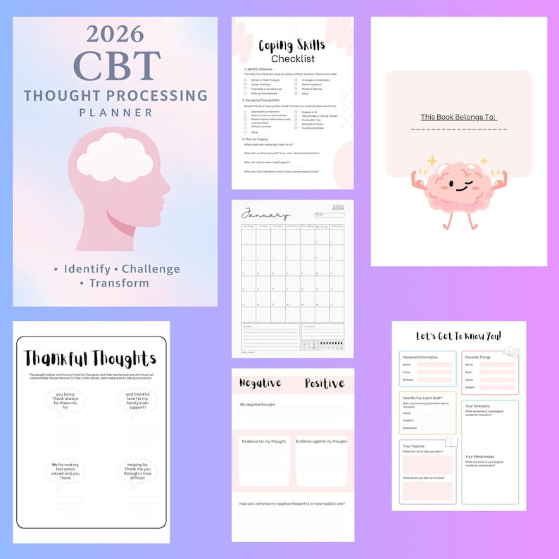 2026 CBT Thought Processing Planner | Anxiety & Overthinking Workbook ...