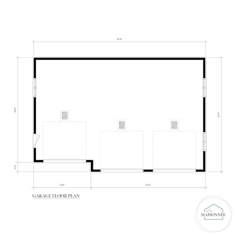 Garage Plan 36'x24' 3-car Garage Plans De Garage Floorplan Garage ...
