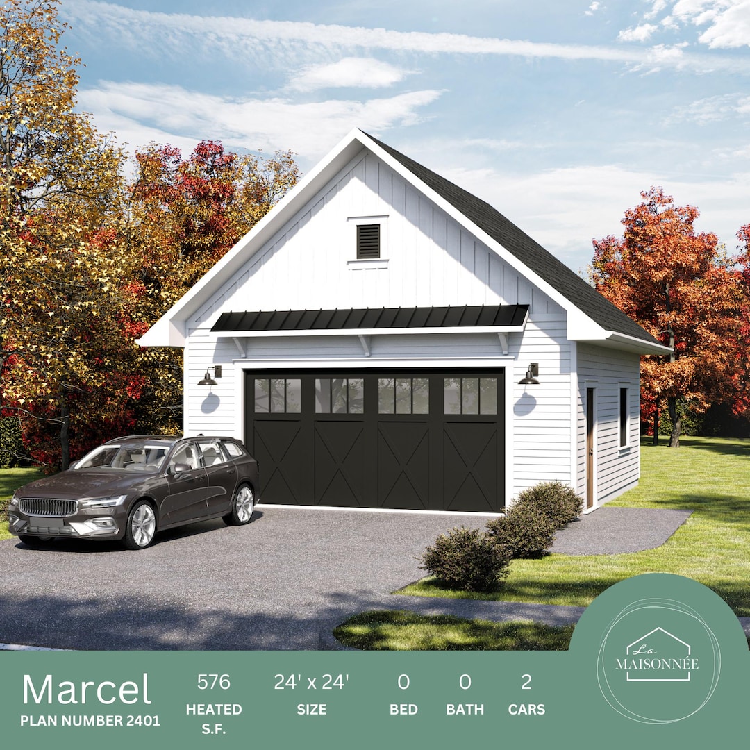 24'x24' Garage Plans 2-car Garage Plan Detached Garage Floorplan Garage Plan Garage Houseplan ...