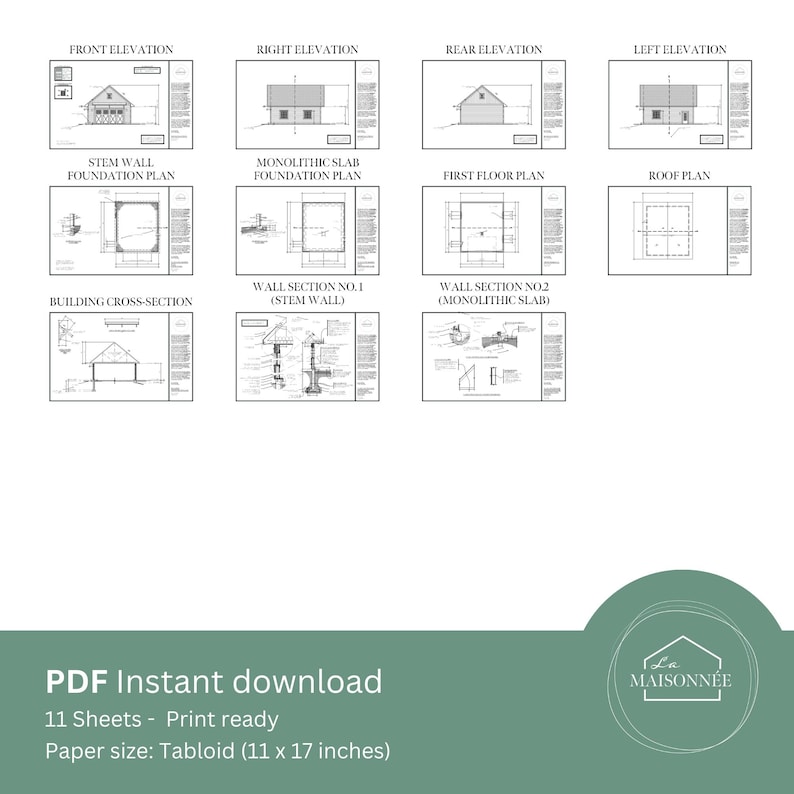 24x28 Garage Plans, 2 Car Detached Garage, Modern Farmhouse Design ...
