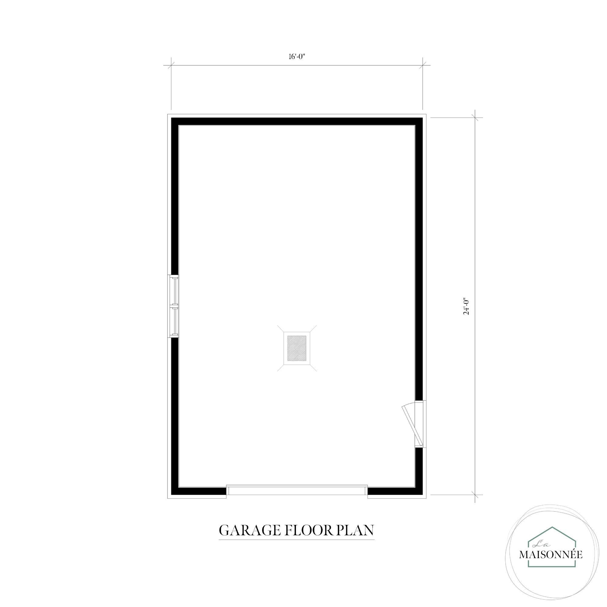 Garage Plan 16 X24 1 Car Garage Plans Shed Plan Garage Floorplan