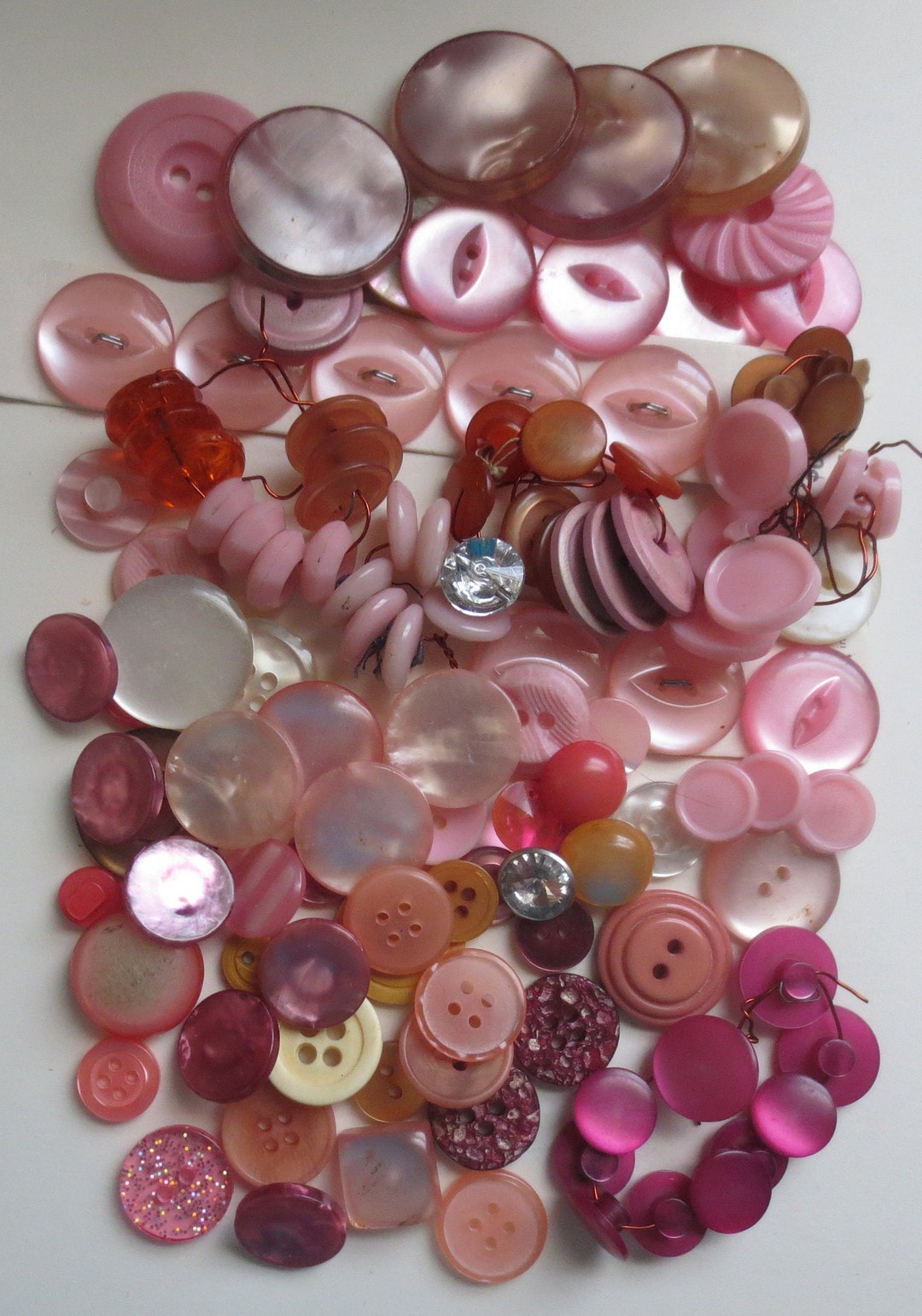 Large Lot Buttons , Shades of Pink Buttons, Doll Buttons, Child Buttons ...
