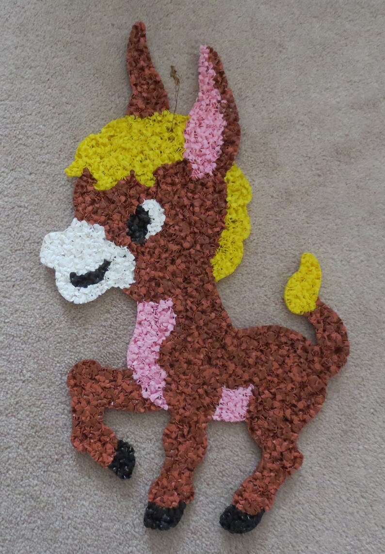 MCM Christmas Cute Donkey, Melted Plastic Popcorn Donkey, Retro ...
