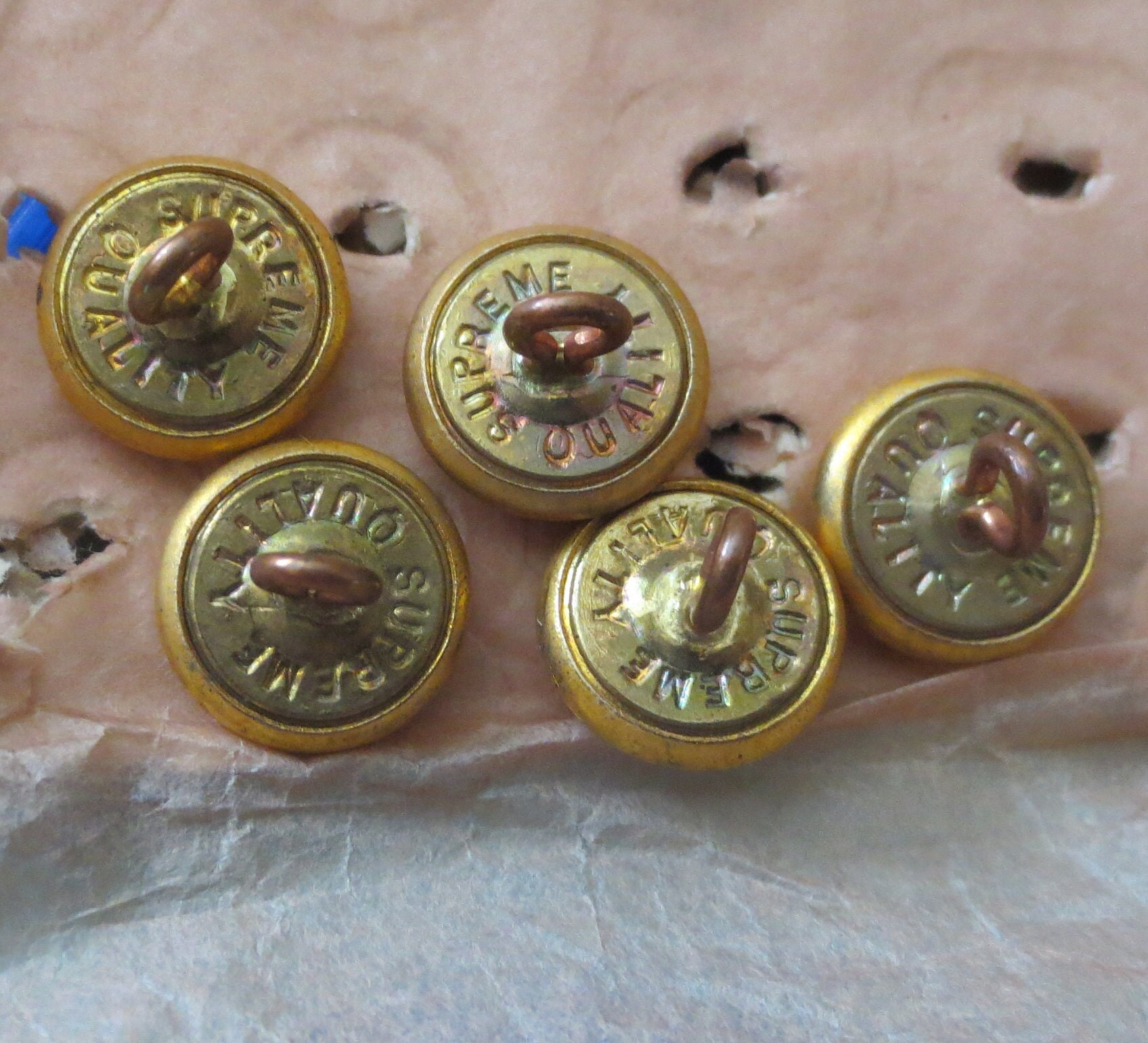 Set of 5 Vintage Fire Department Buttons, Superior Quality, Brass FD ...