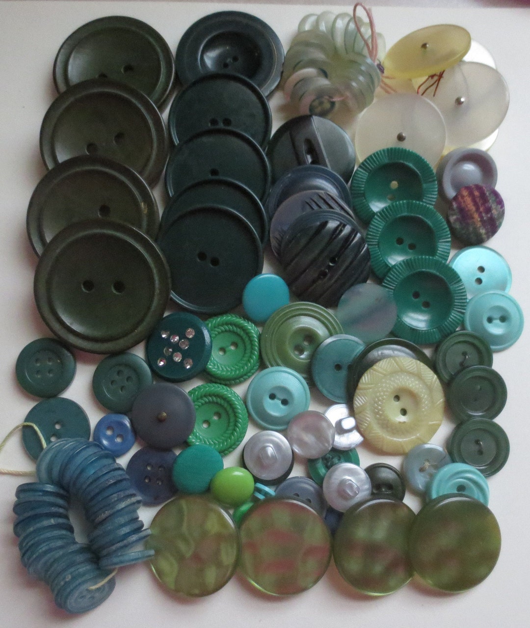 Large Lot Buttons , Shades of Green Buttons, Doll Buttons, Children's ...