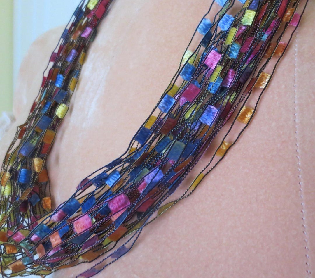 Ladder Ribbon Yarn Necklace, Multi Strand Necklace, Christmas Gift ...