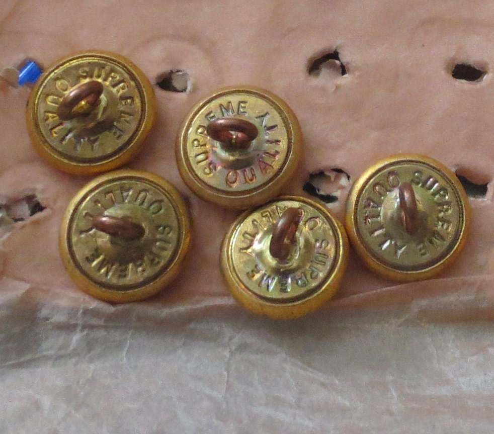 Set of 5 Vintage Fire Department Buttons, Superior Quality, Brass FD ...