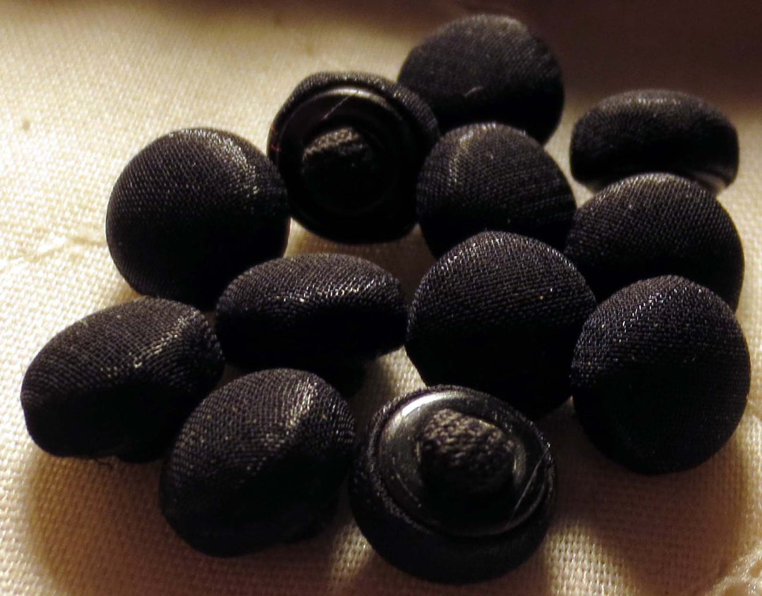 8 Antique Black Silk Buttons With Pad Backs Victorian Sewing Crafts ...
