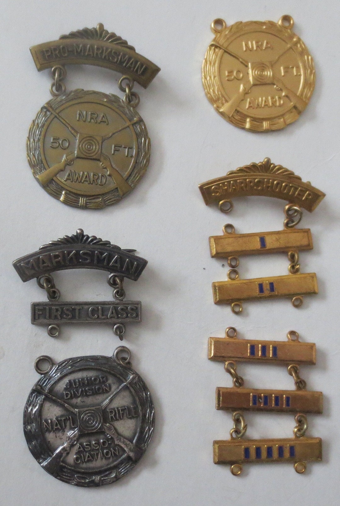 Vintage NRA Sharpshooter and Pro-marksman Award Medals Lot, Estate Lot ...