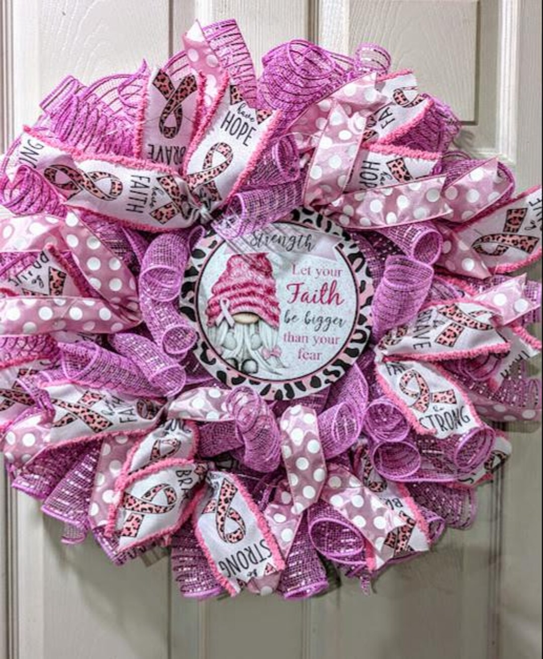 Cancer Light up Wreath, Breast Cancer Awareness Decor, LED Ribbon ...