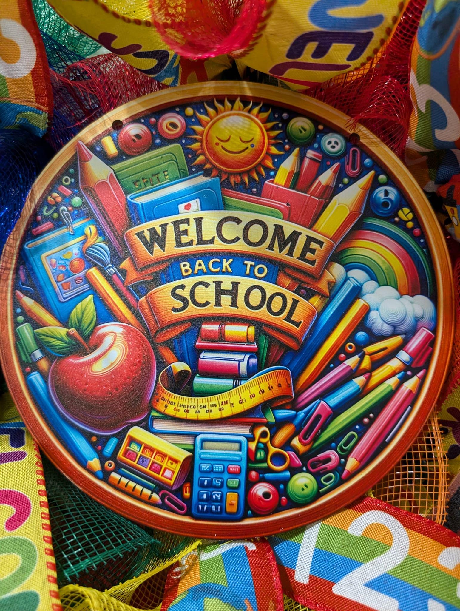 School Theme Wreath, Teacher Gift, Deco Mesh Back to School Decor ...