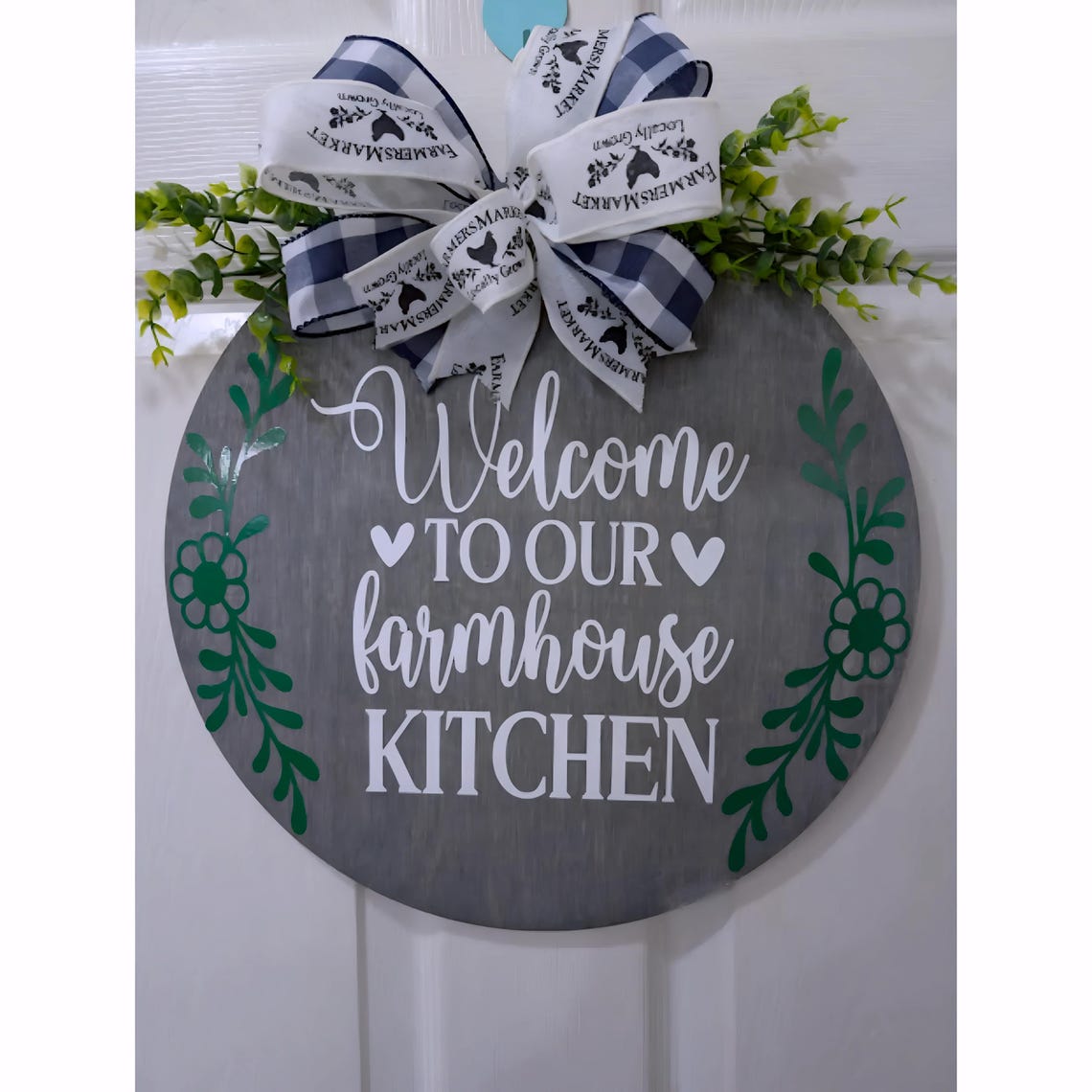 Welcome to Our Kitchen Wooden Sign: Rustic Farmhouse Decor, Door Hanger ...