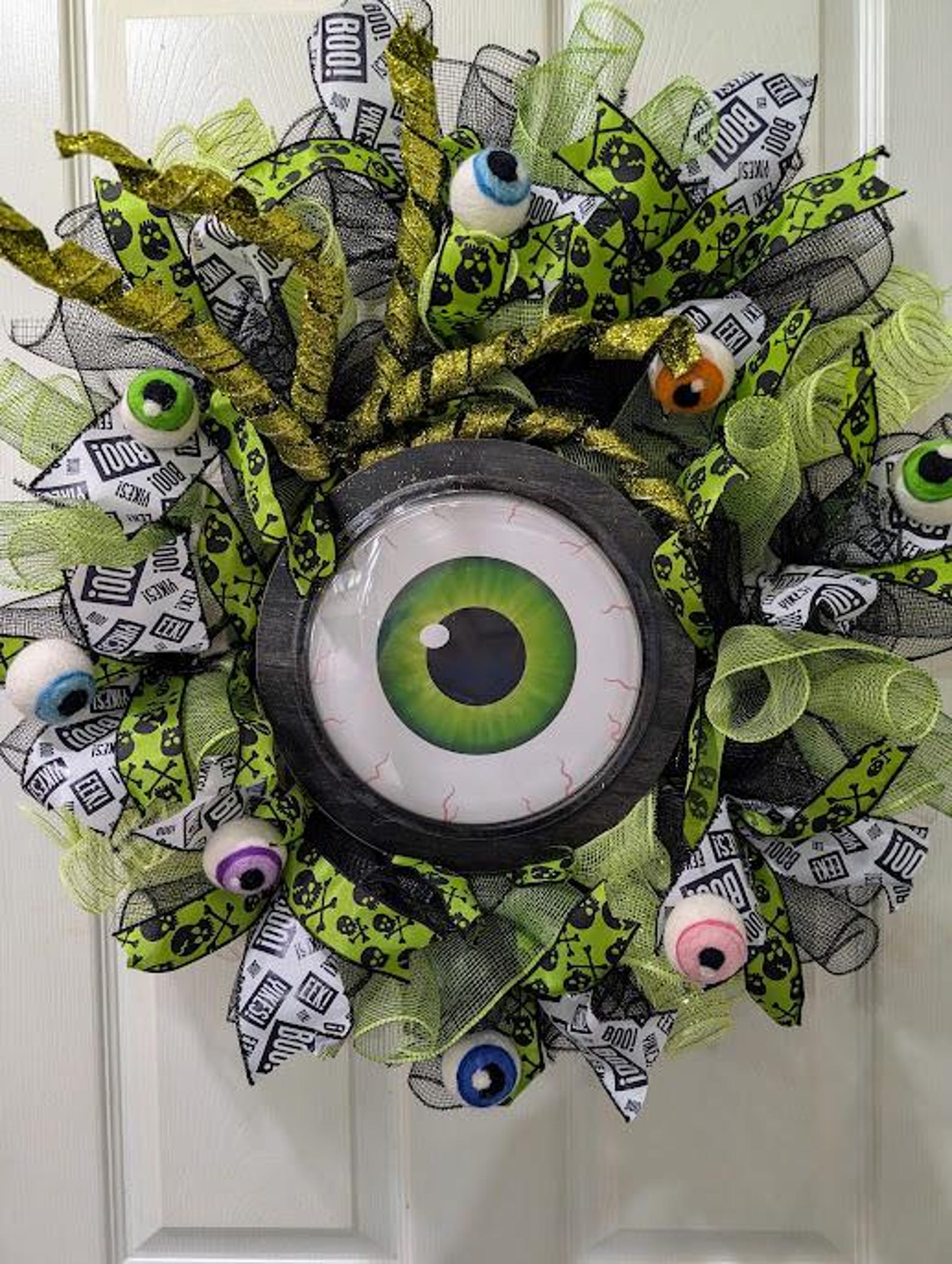 Spooky Wreath, Halloween, Eyeball Wreath, Halloween Decor, Front Door ...