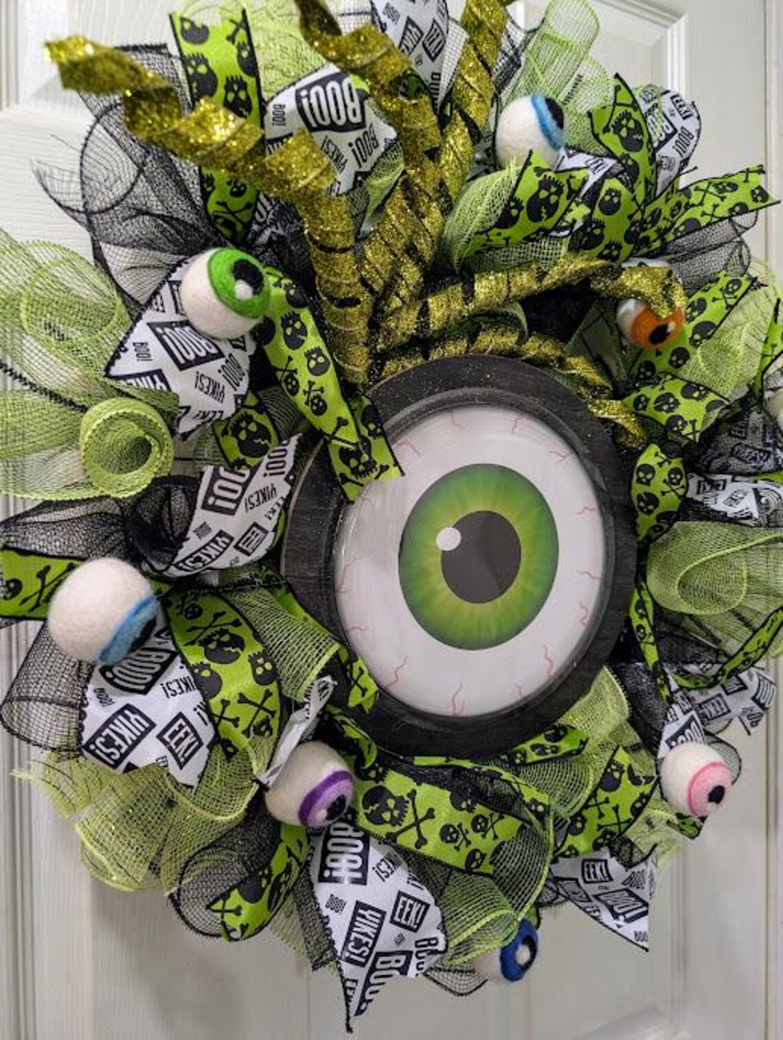 Spooky Wreath, Halloween, Eyeball Wreath, Halloween Decor, Front Door ...
