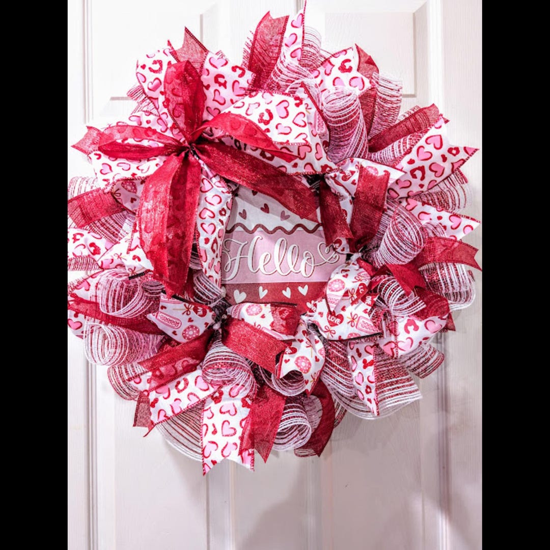 Valentine's Day Wreath, Hello Wreath, Home Decor, Gift, Front Door ...