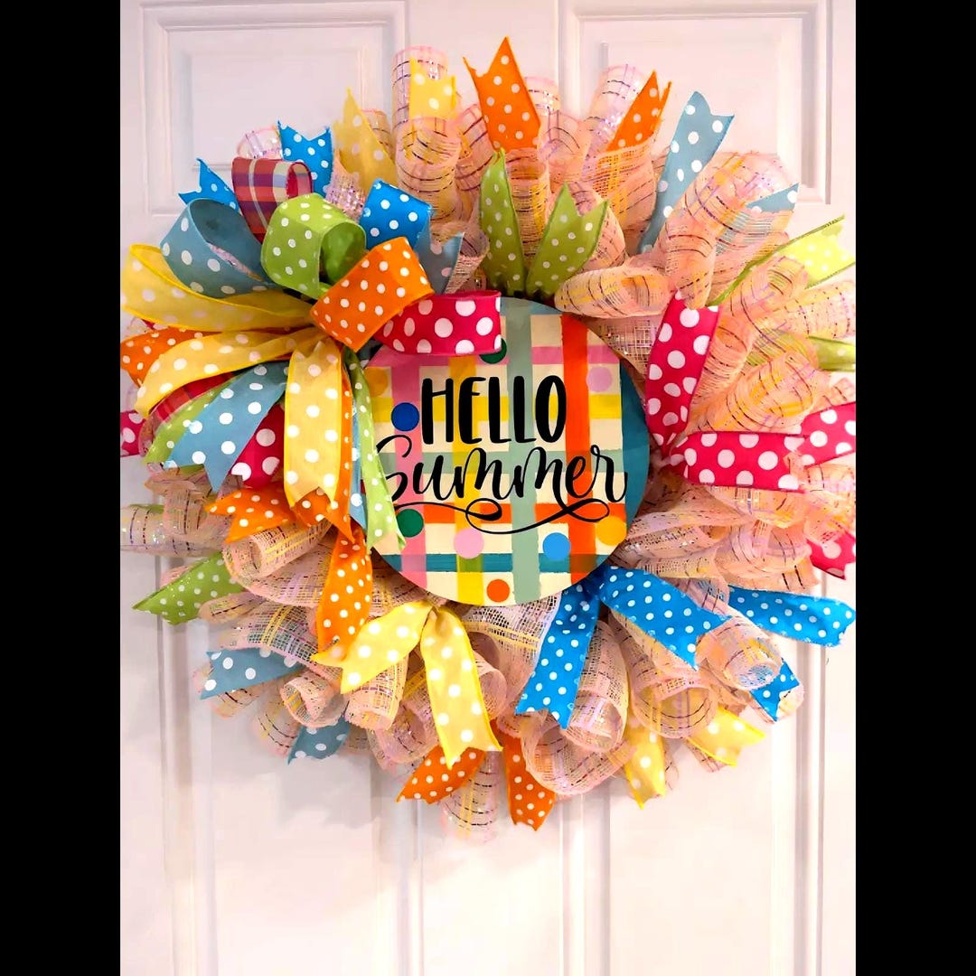 Front Door Wreath, Hello Summer, Summer Wreath, Summer Decor, Wall ...