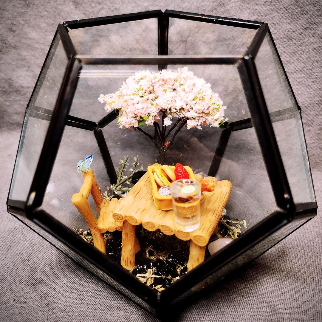 Glass Terrarium Mini Scene Cottagecore Home Decor fairy Meal Table ...