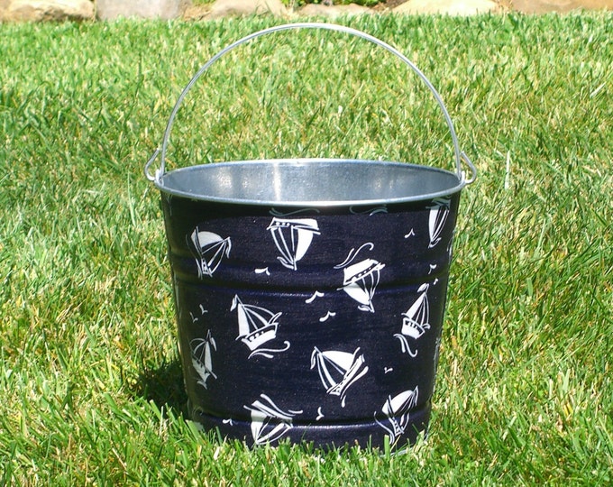 Navy Blue Sailboats Galvanized Beach Bucket - Etsy