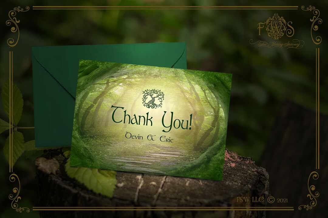 Enchanted Fantasy Forest Thank You Note Card - Etsy